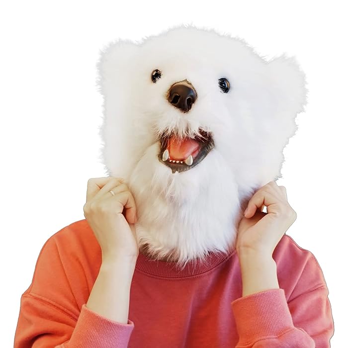 Buy CreepyParty Polar Bear Mask Animal Latex Full Head Realistic Masks ...