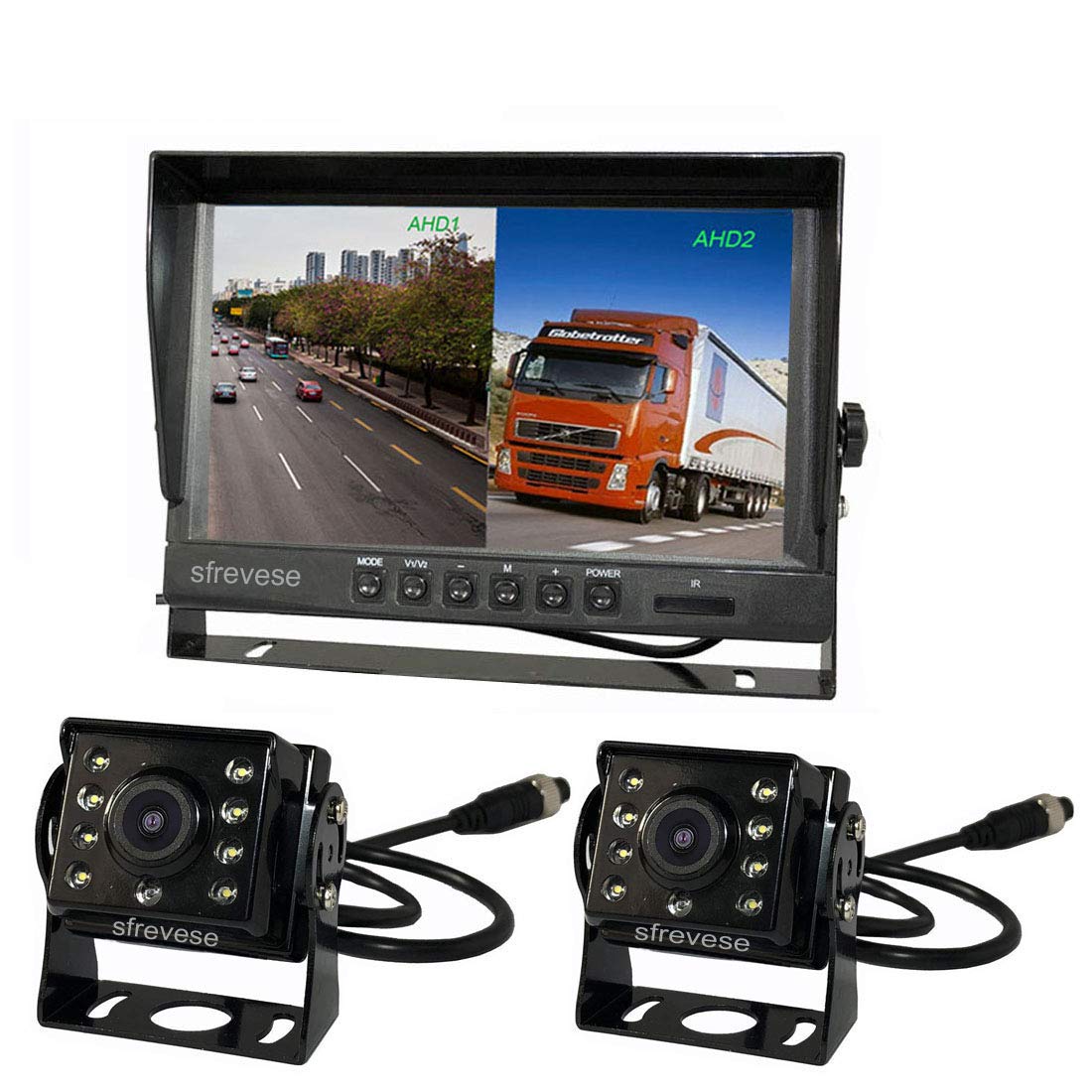 Amazon.com : 9" 4Pin IPS HD SD DVR Recording 2CH Split Car Rear View ...