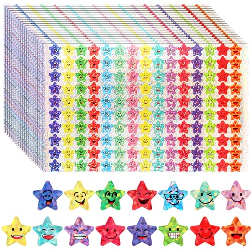 Snapklik.com : 6750Pcs Small Star Stickers,15 Designs Happy Smile Face ...