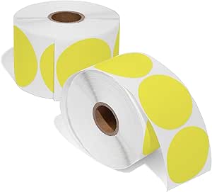 Spartan Industrial 2" Round Direct Thermal Yellow Labels | Perforated ...