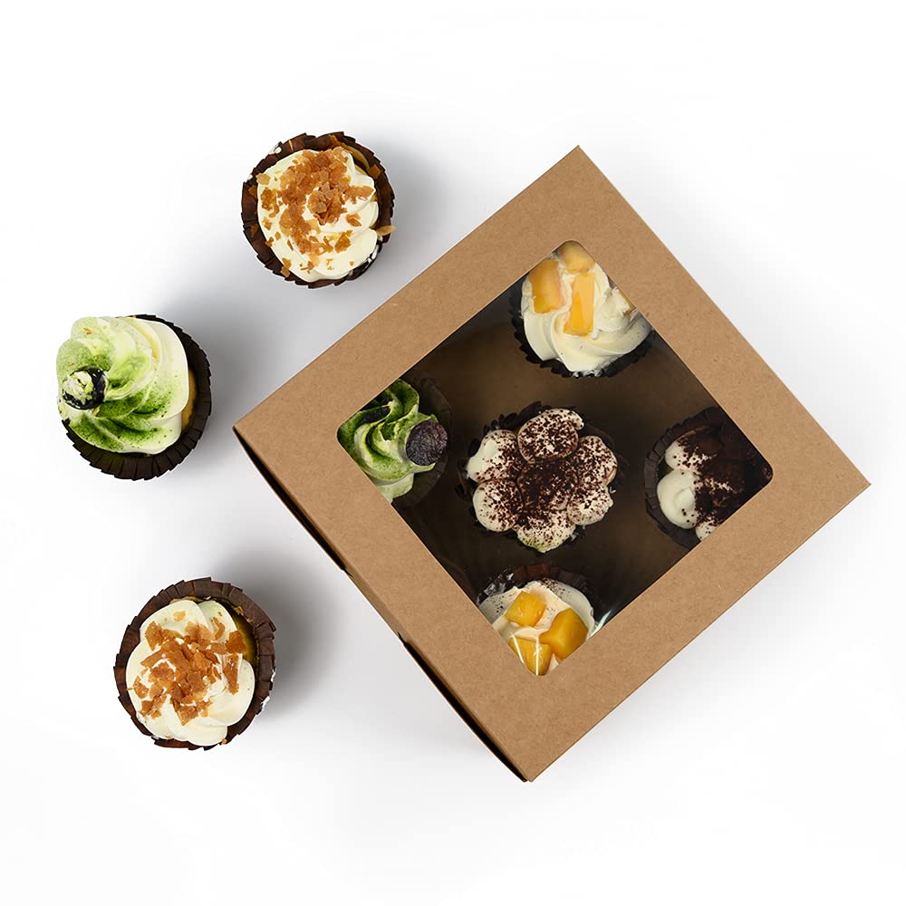 COLAZ Bakery Boxes with Window 8 x 8 x 2.7 Inches, 20 Packs Kraft Paper ...