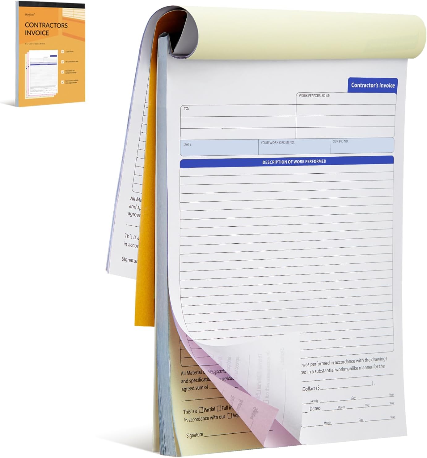 Amazon.com : Harfesto 2 Books Job Work Order Forms, Large Size ...