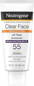 Neutrogena Clear Face Sunscreen Lotion for Acne-Prone Skin, Broad Spectrum SPF 55 Facial ...
