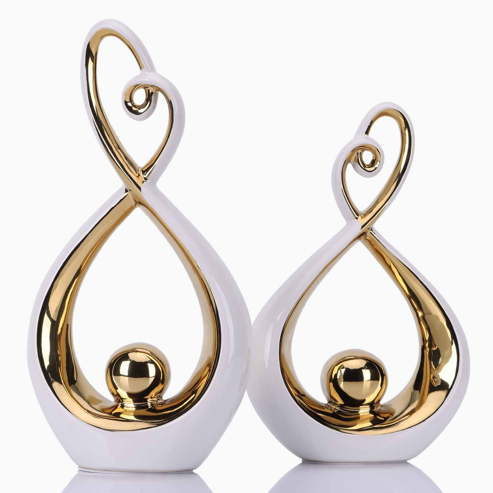 Amazon.com: Modern Art Home Decor, Ceramic Abstract Sculpture 2 Piece ...