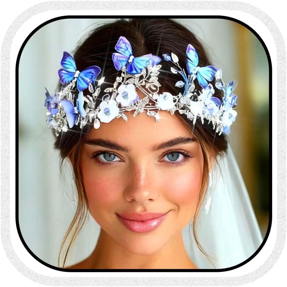 Amazon.com: Unicra Butterfly Crowns Silver Bridal Wedding Tiaras ...