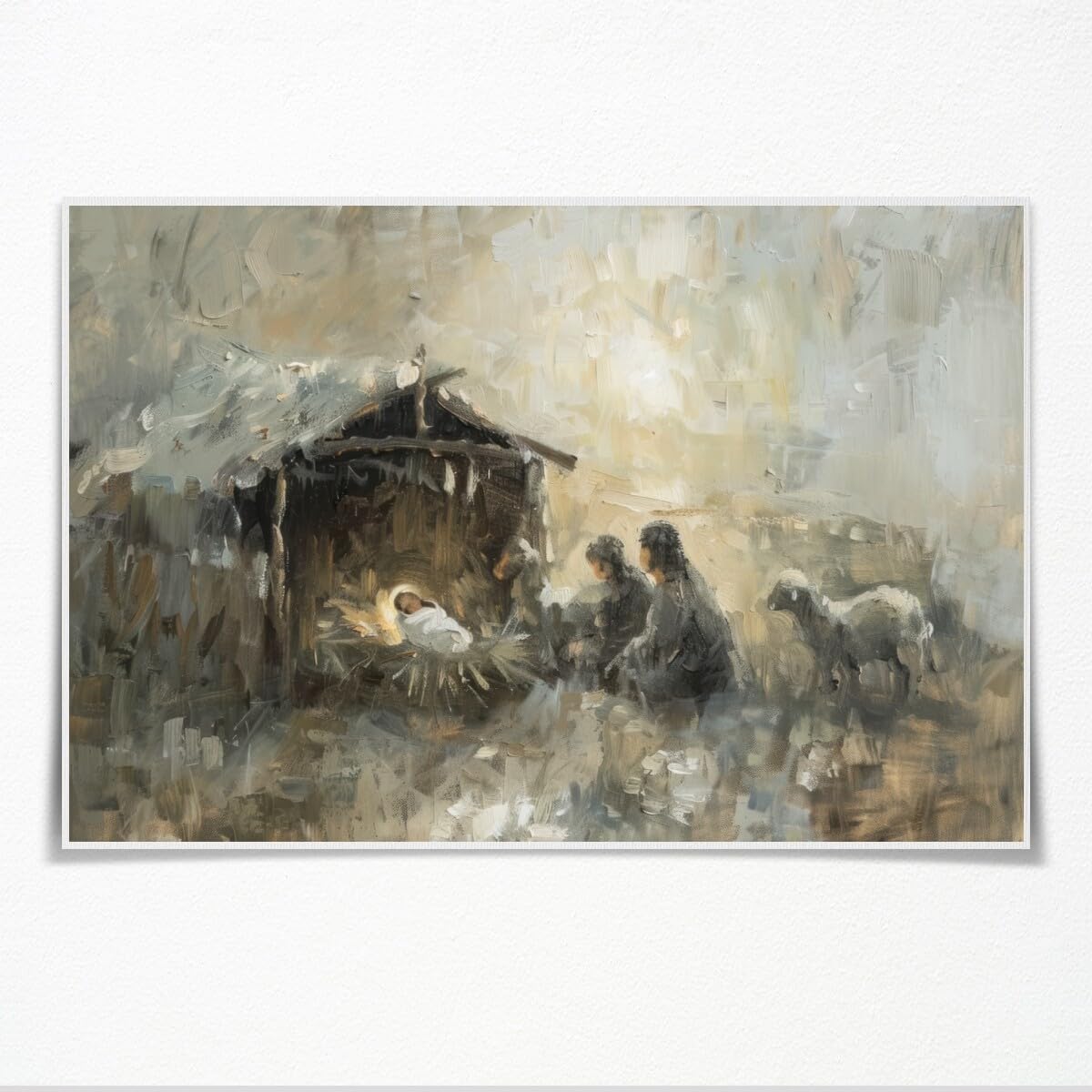 Amazon.com: Christian Wall Art Canvas Prints Nativity Scene Poster ...