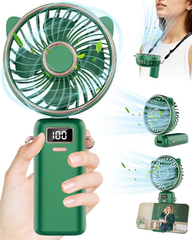 Mini Fan Handheld Travel Fan-4500mAh Rechargeable Battery Operated Hand ...