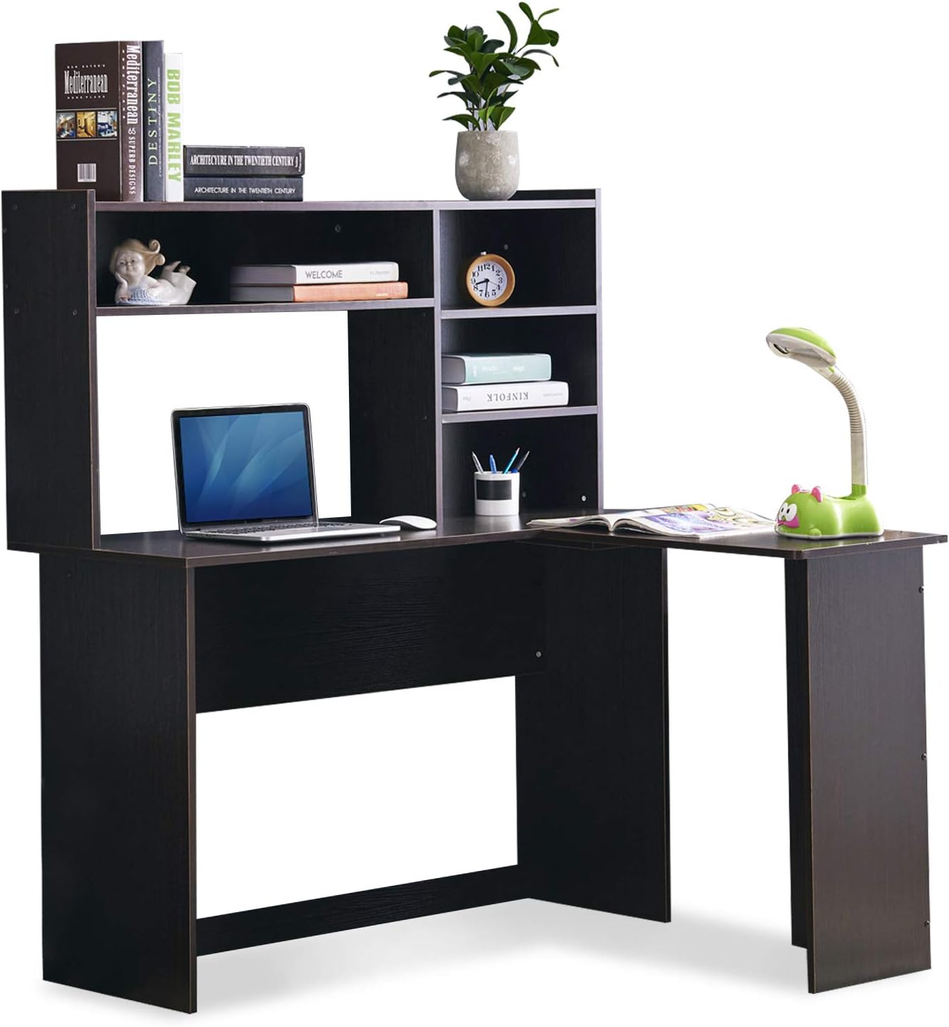 Amazon.com: Bowery Hill Home Office Computer Desk with Hutch, 3 ...
