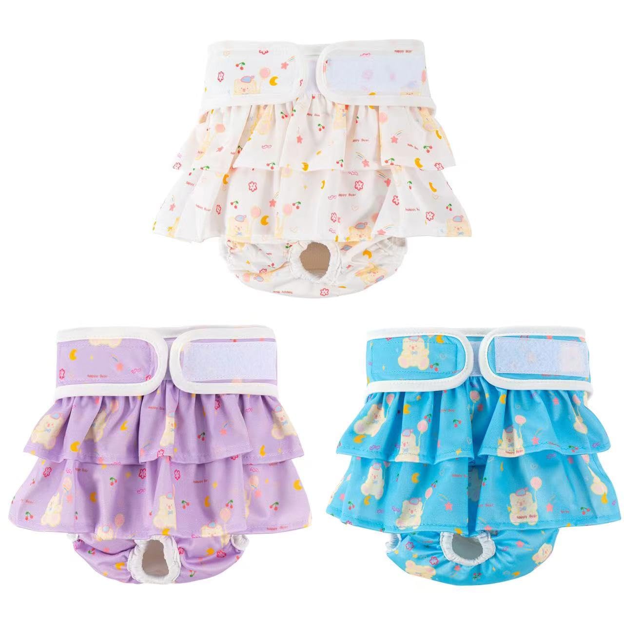 Washable Female Dog Nappies (3 Pack), Premium Reusable Leak Proof Puppy ...