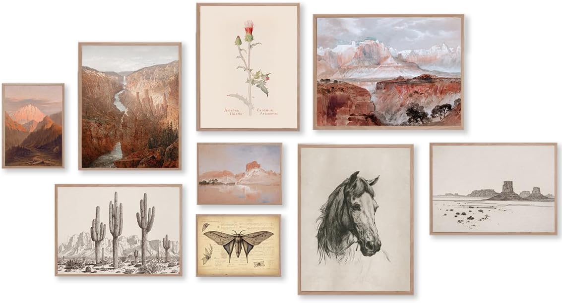 Amazon.com: KBKBART Vintage Southwestern Wall Art, 9 PCS Farmhouse ...