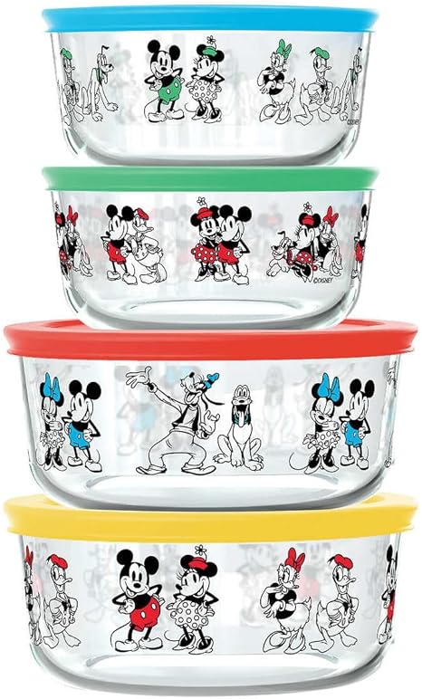 Amazon.com: Pyrex 8-Piece Disney Mickey Mouse & Friends Decorated Food ...