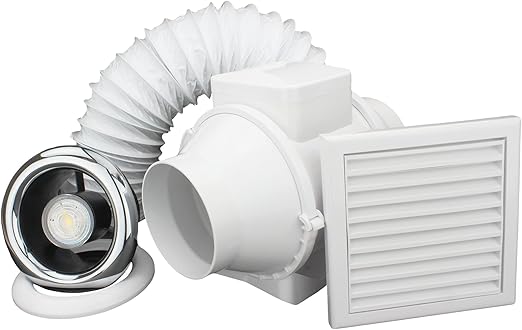 VENTS 4 inch Inline Bathroom Extractor Fan Kit Silent Timed Universal ...