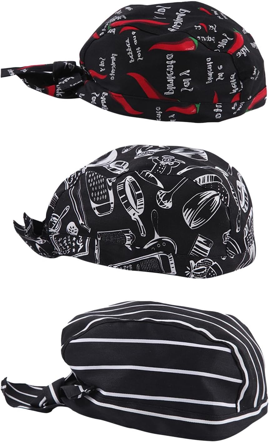 Oshhni 3Pcs Chef Hat Chef Cooking Cap Hat with Adjustable Strap Unisex ...