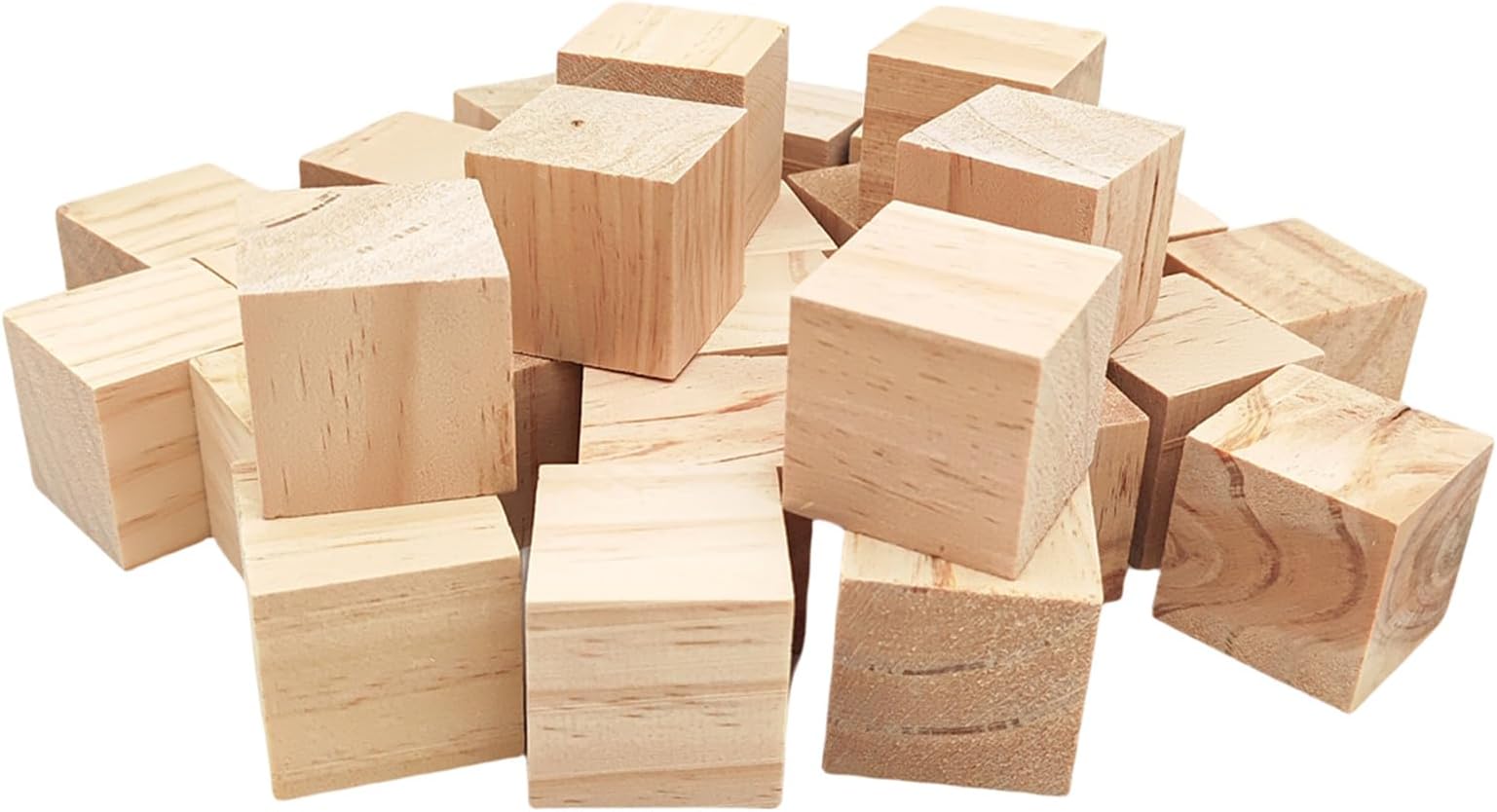 Wooden Cubes 4cm/30pcs, Unfinished Square Wood Blocks Natural Wooden ...