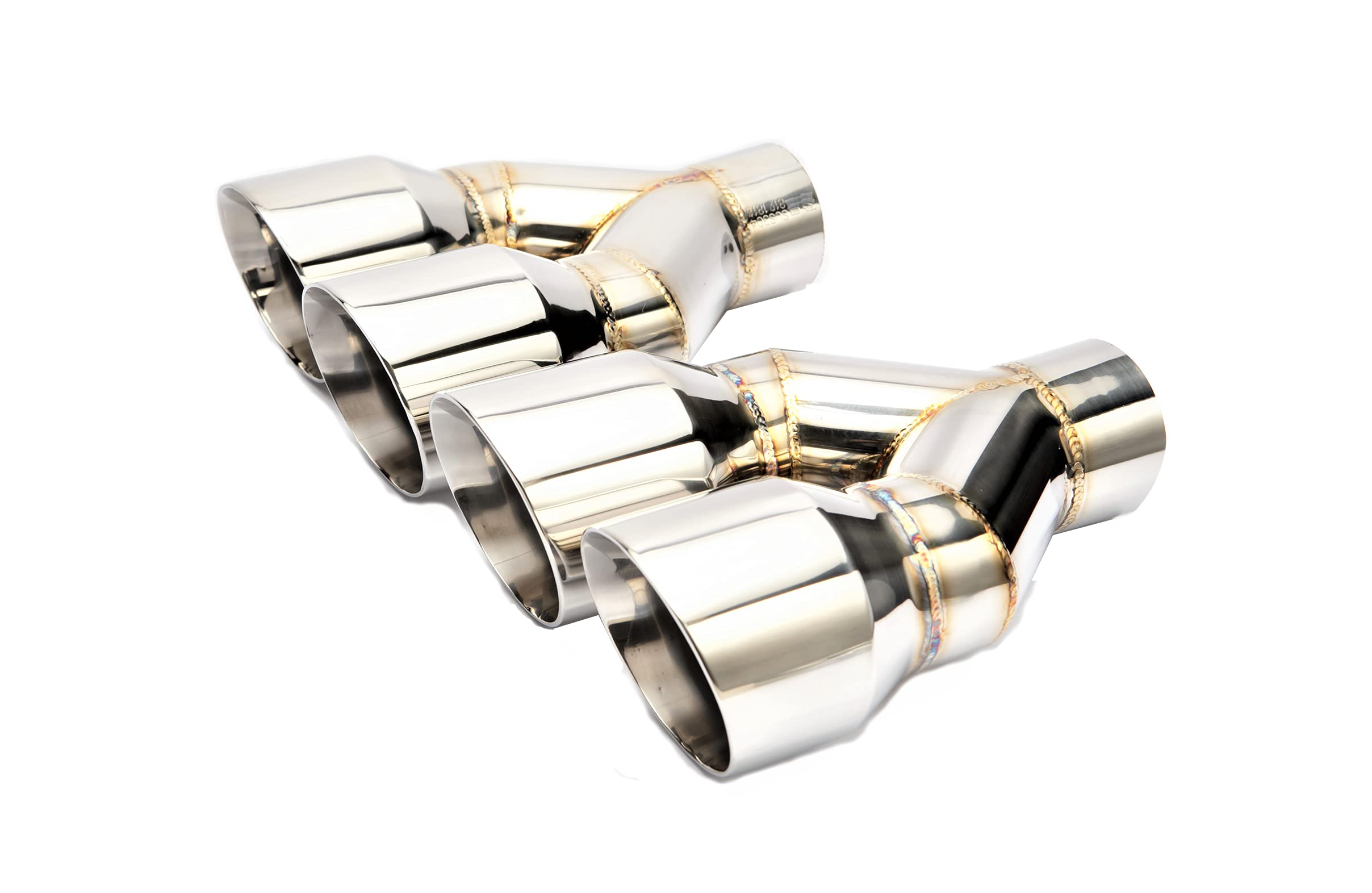 Buy NETAMI 2.5" Inlet Exhaust Tip Stainless Steel Quad 3.5" Staggered ...