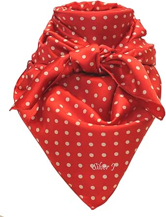 Red and White Polka Dot Silk Wild Rag at Amazon Women’s Clothing store