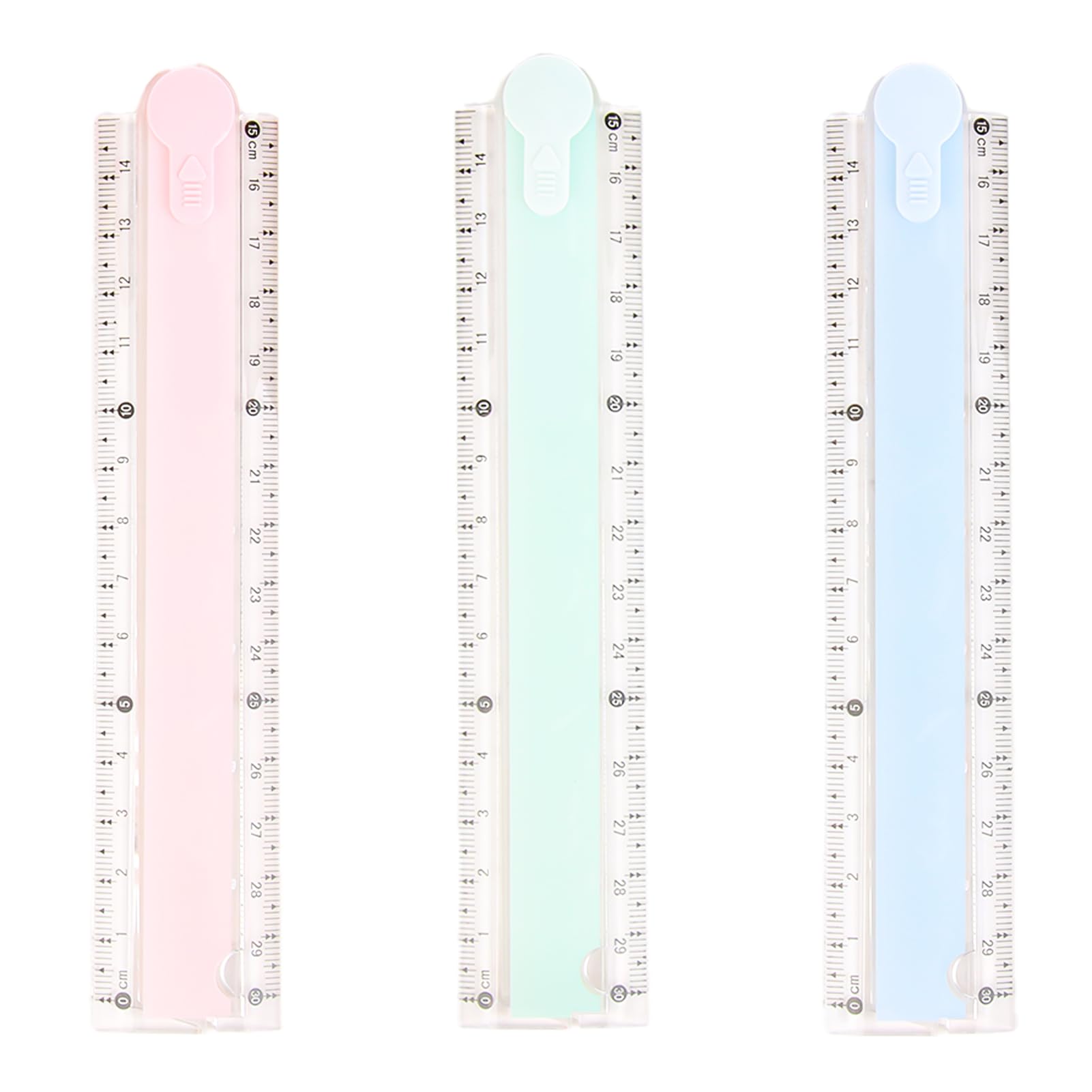 3PCS Plastic Folding Ruler Set,30cm Transparent Plastic Ruler,3 Colors ...