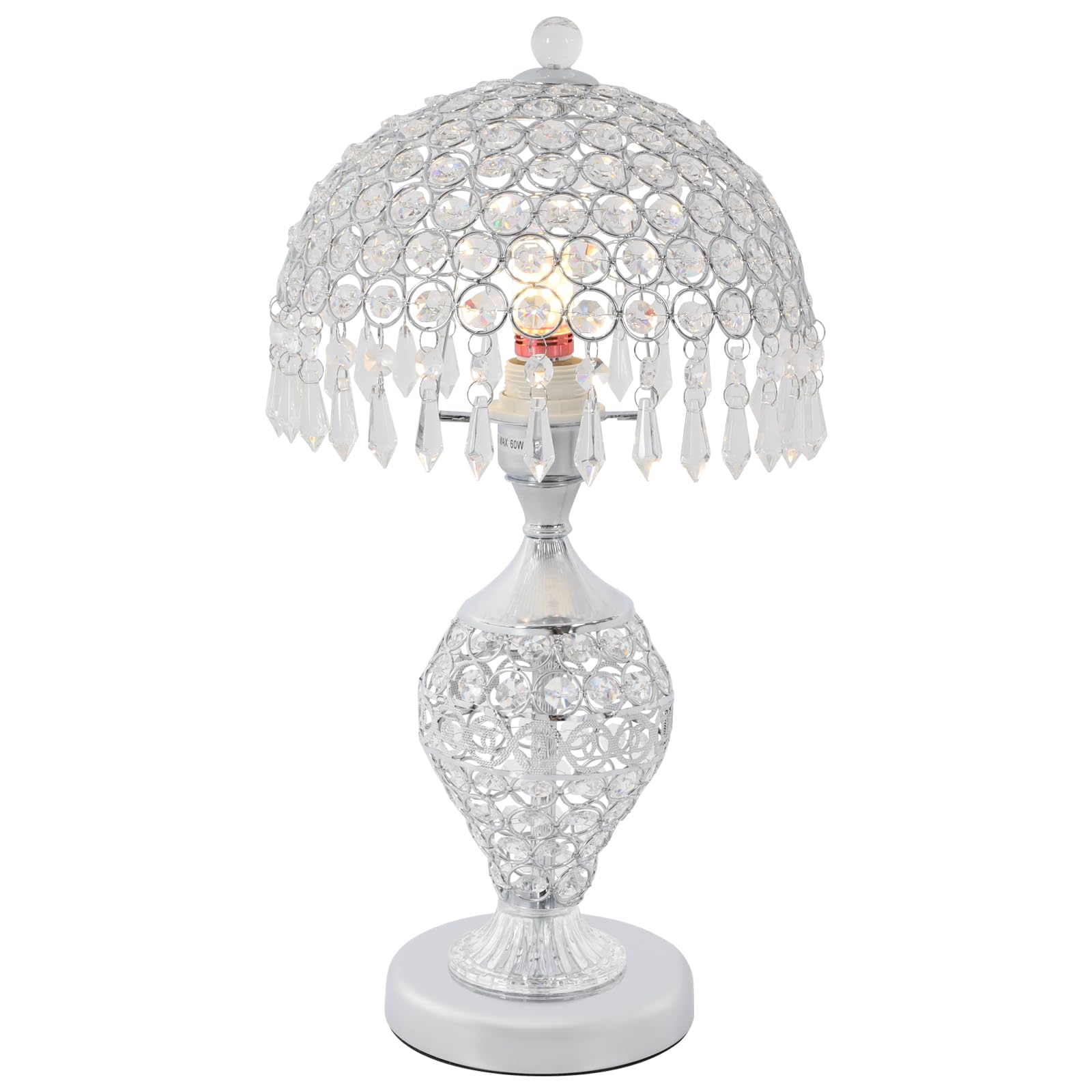DDBESSIC Modern Crystal Table Lamp 18in High Nightstand Table Lamp ...