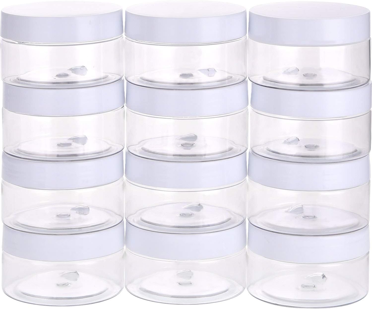 Empty 12 Pack Clear Plastic Slime Storage Favor Jars Wide-Mouth Plastic ...