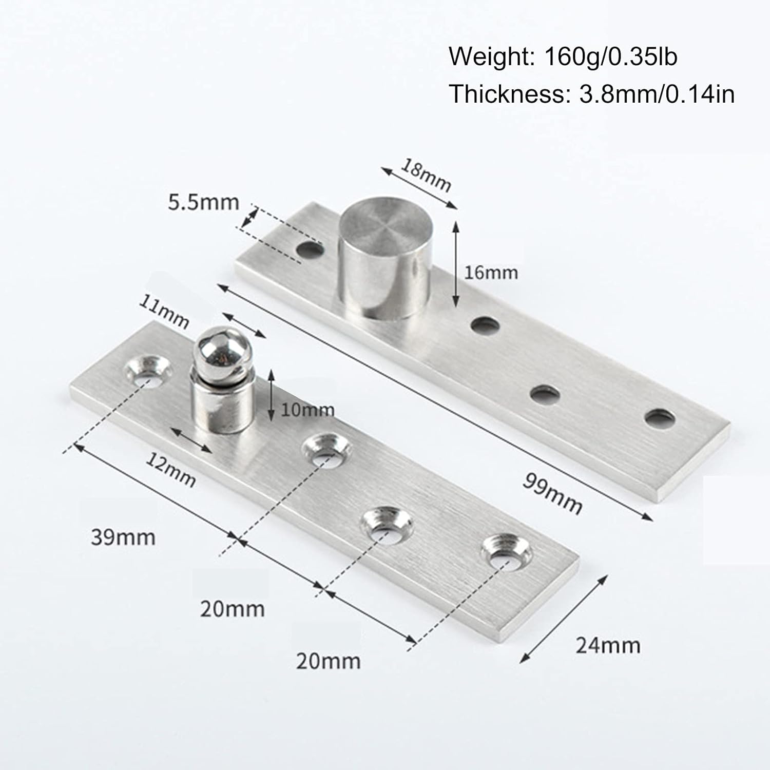 2 Sets Pivot Door Hinges 270 Degree Rotation Hidden Stainless Steel ...