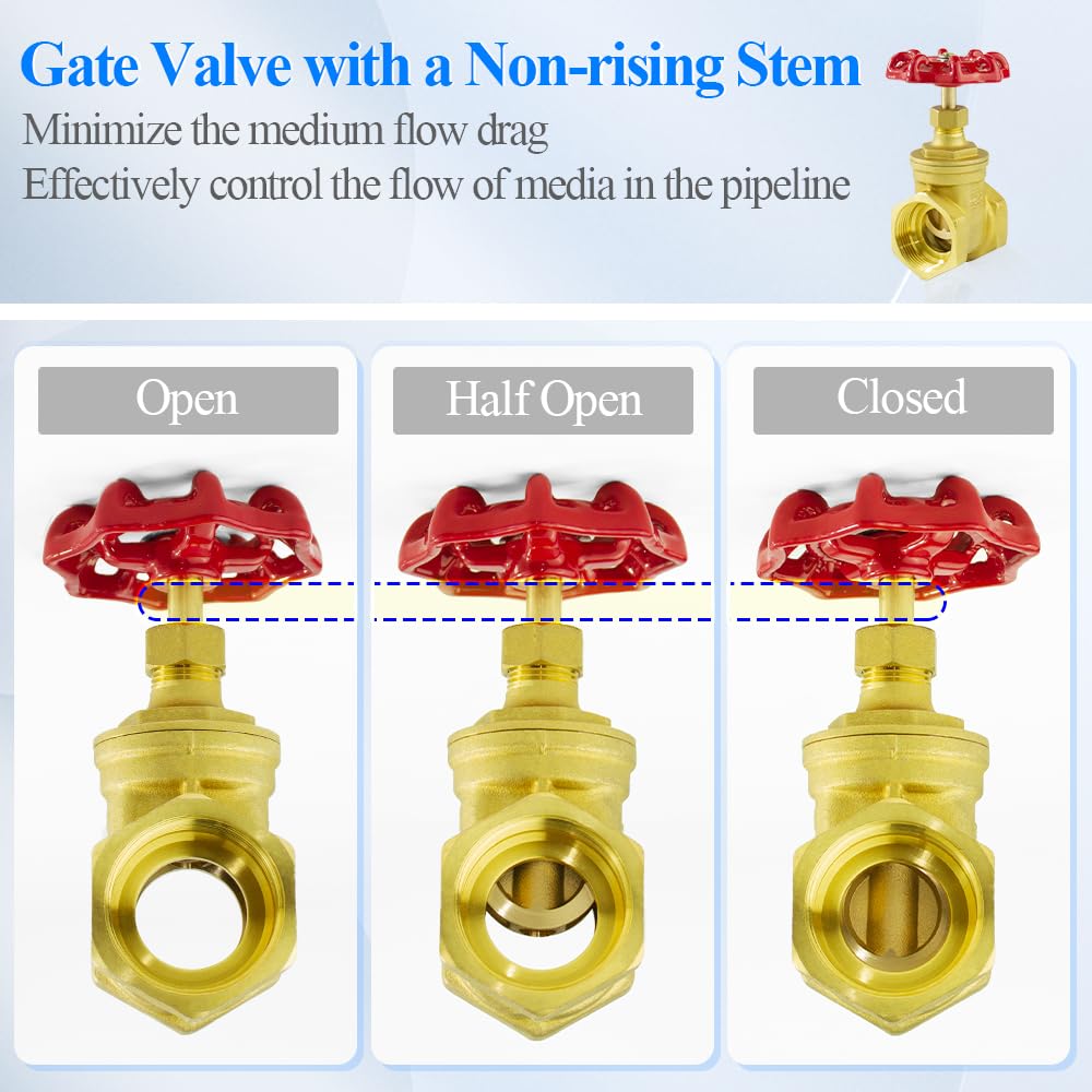 Snapklik.com : WiseWater Brass Gate Valve,1 1/4" BSPP Rotating Sluice ...
