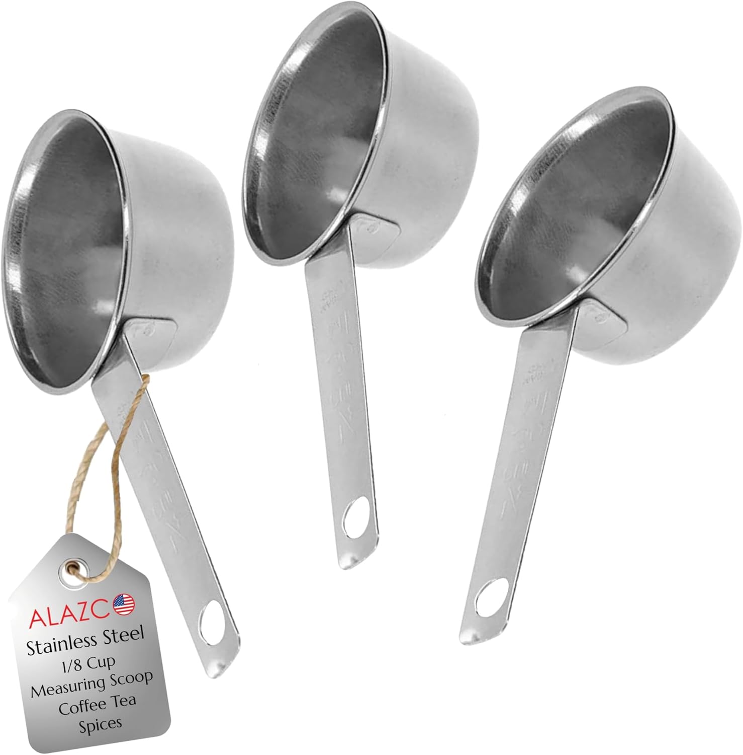 Amazon.com: 3pc BPA FREE STAINLESS STEEL ALAZCO COFFEE MEASURING SCOOP ...