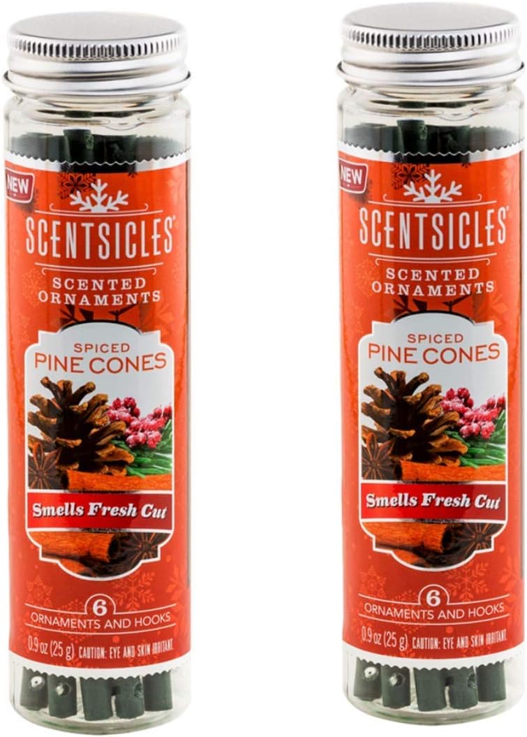 Scentsicles Spiced Pine Scented Ornaments with Hooks - 2 Bottles (12 ...