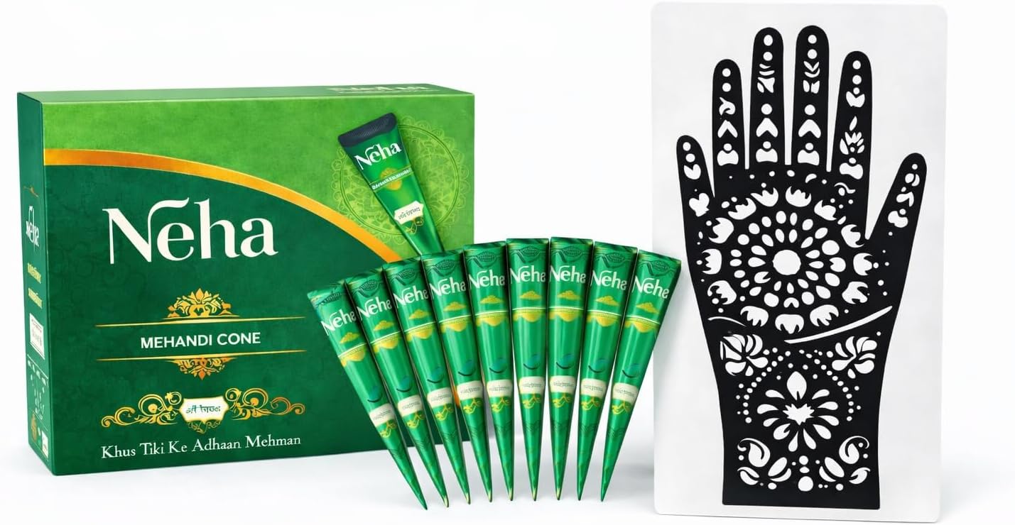 Neha Henna Cones (Pack of 12), Mehndi Dark Brown Ready to Use, Paste ...