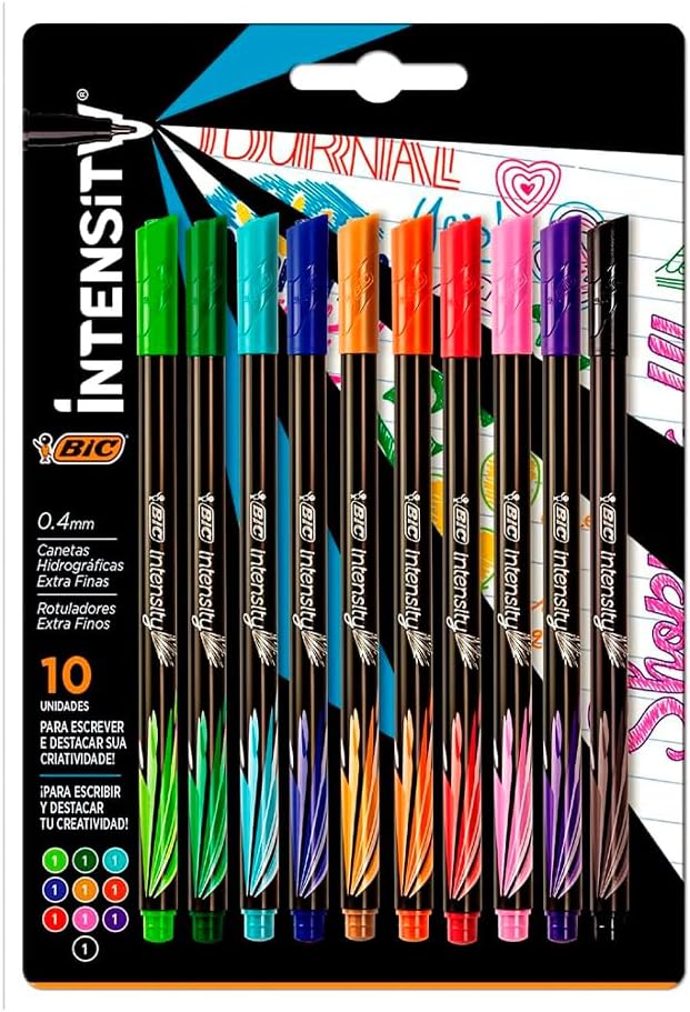 Caneta Hidrográfica BIC Intensity Brush Pens, Ponta Pincel, Traço Fino ...