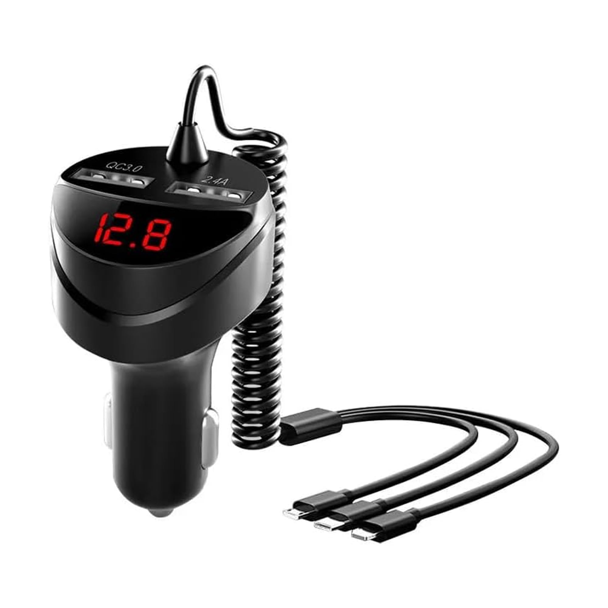 Retractable Car Charger 5 in 1 with Voltage Monitoring LED Display ...