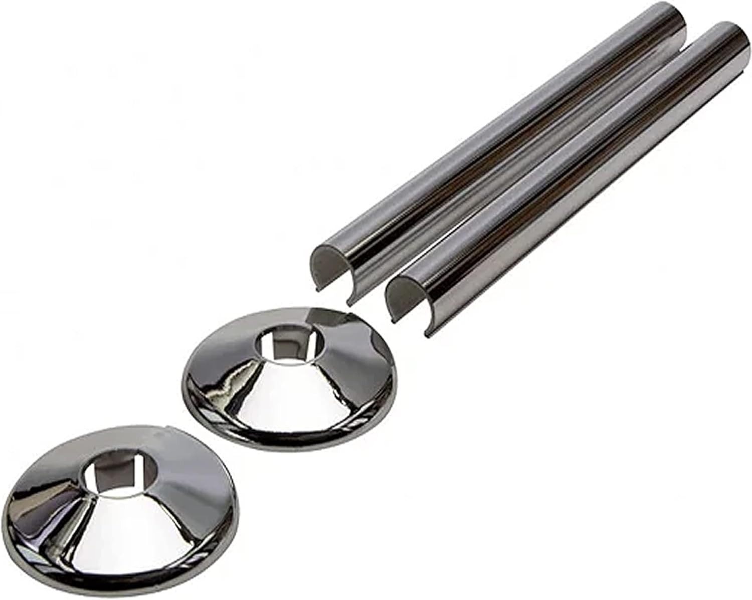 Chrome Effect Plastic 15mm Radiator Pipe Towel Rail Covers & Collars ...