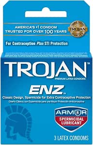 Amazon.com: Trojan-ENZ Spermicidal Lubricant Latex Condoms - 3 ct, Pack ...