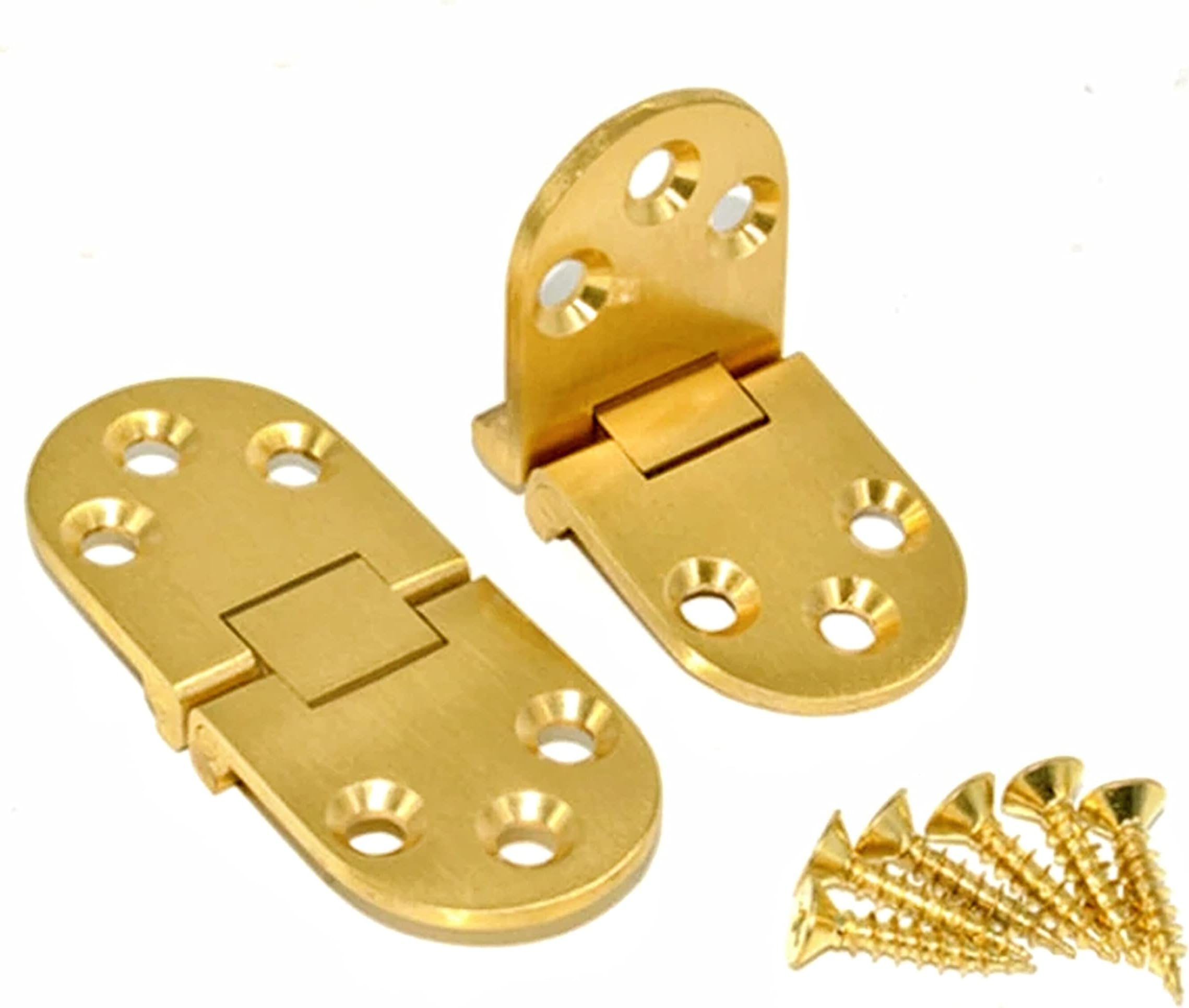 2pcs Brass Butler Tray Hinge Set, 2-1/2"x1-1/2 Round Hinge with Screws ...