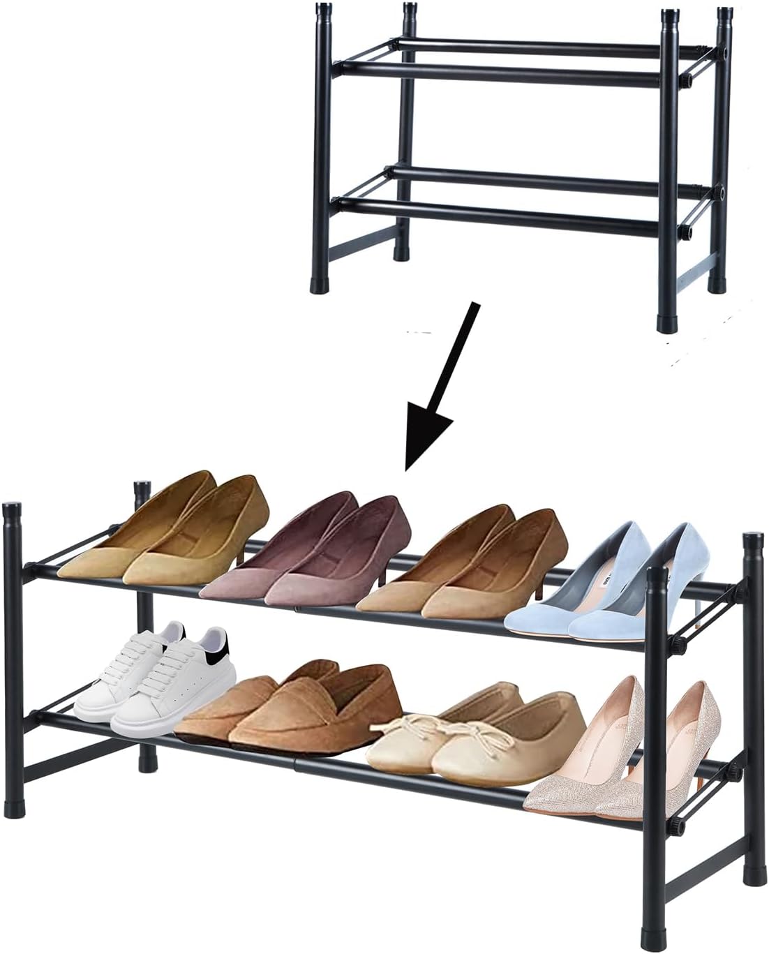 Amazon.com: Shoe Rack, Shoe Stand, Expandable & Adjustable, Solid Metal ...