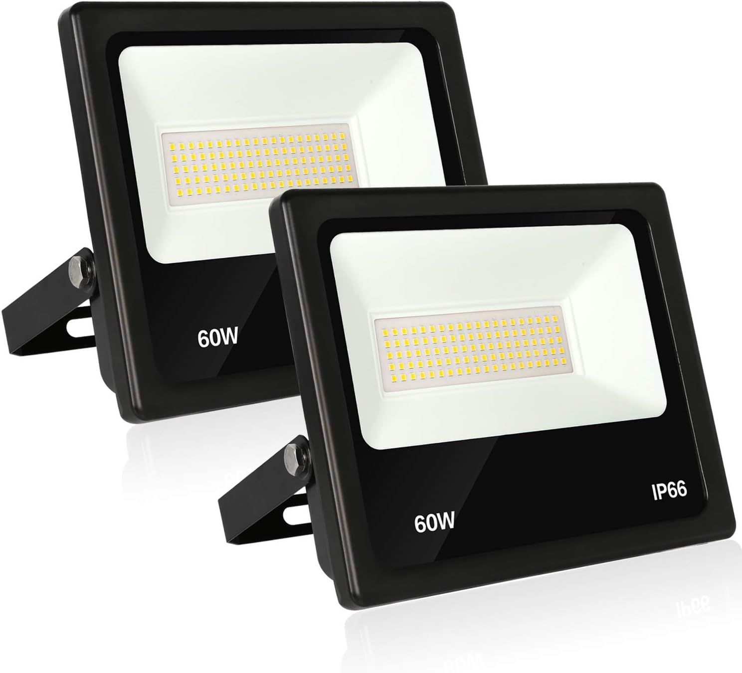 2 Pack 60W LED Flood Light, 6600lm Super Bright Security Lights ...