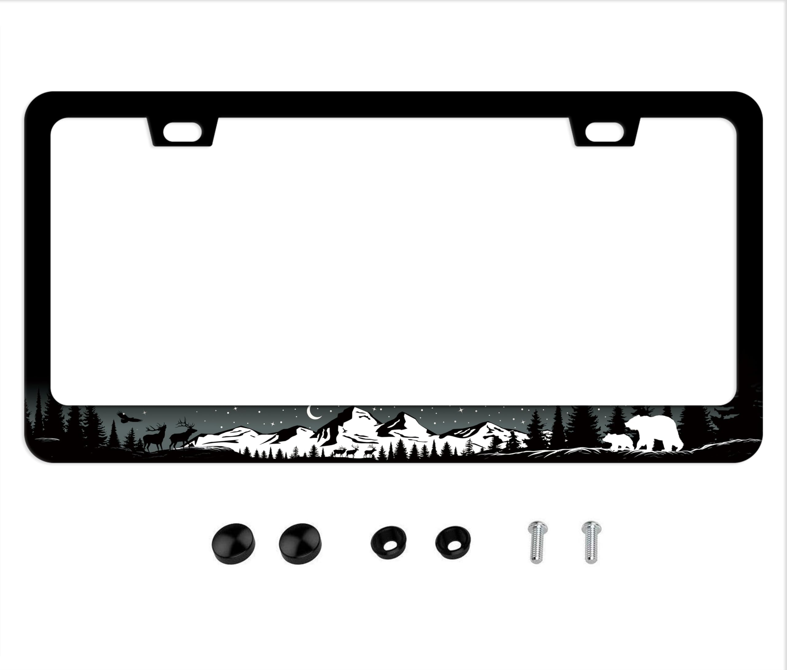 Amazon.com: Bear Moose License Plate Frame - Forest Wildlife Car Tag ...