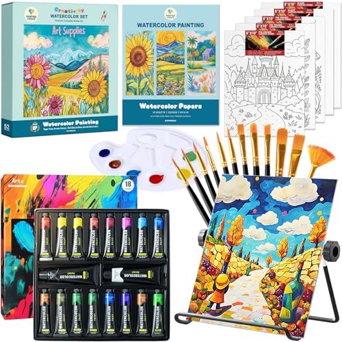 Watercolor Paint Set, Art Painting Kit with 18 Large Tubes 24ml and ...