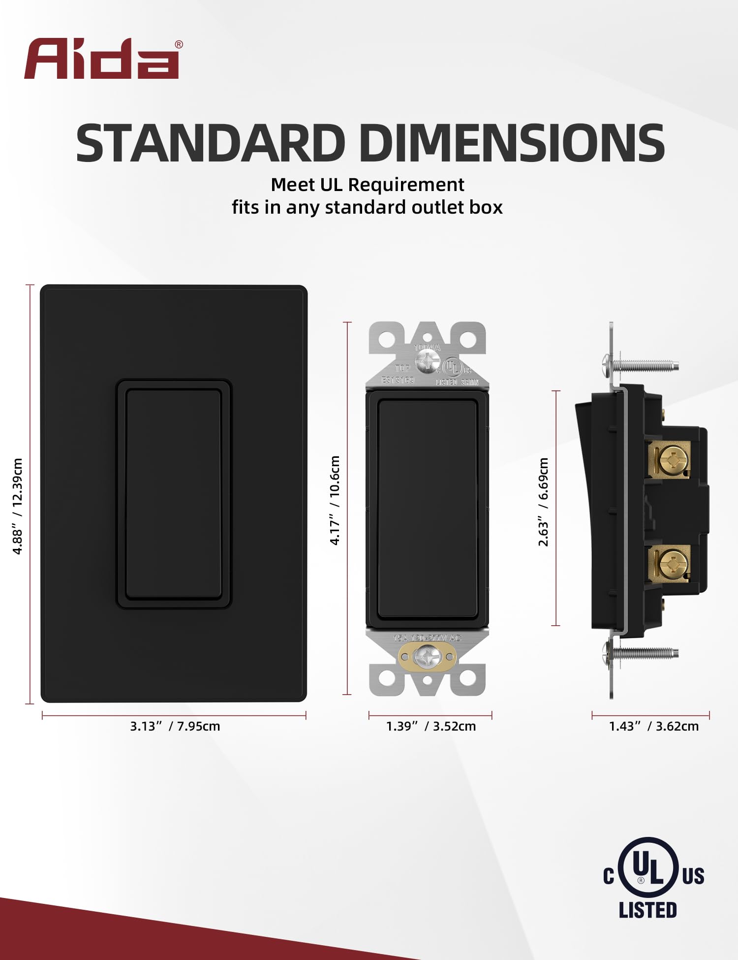 Snapklik.com : AIDA Single Pole Rocker Decora Light Switch, 15 Amp Self ...