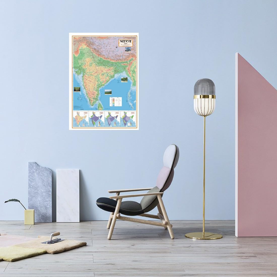 Buy Eoi Marketing Hindi Physical Map Of India | Laminated Hindi Map ...