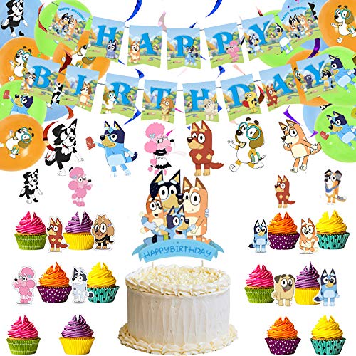 Buy Bluey Theme Birthday Party Supplies, Bluey Theme Party Decorations ...