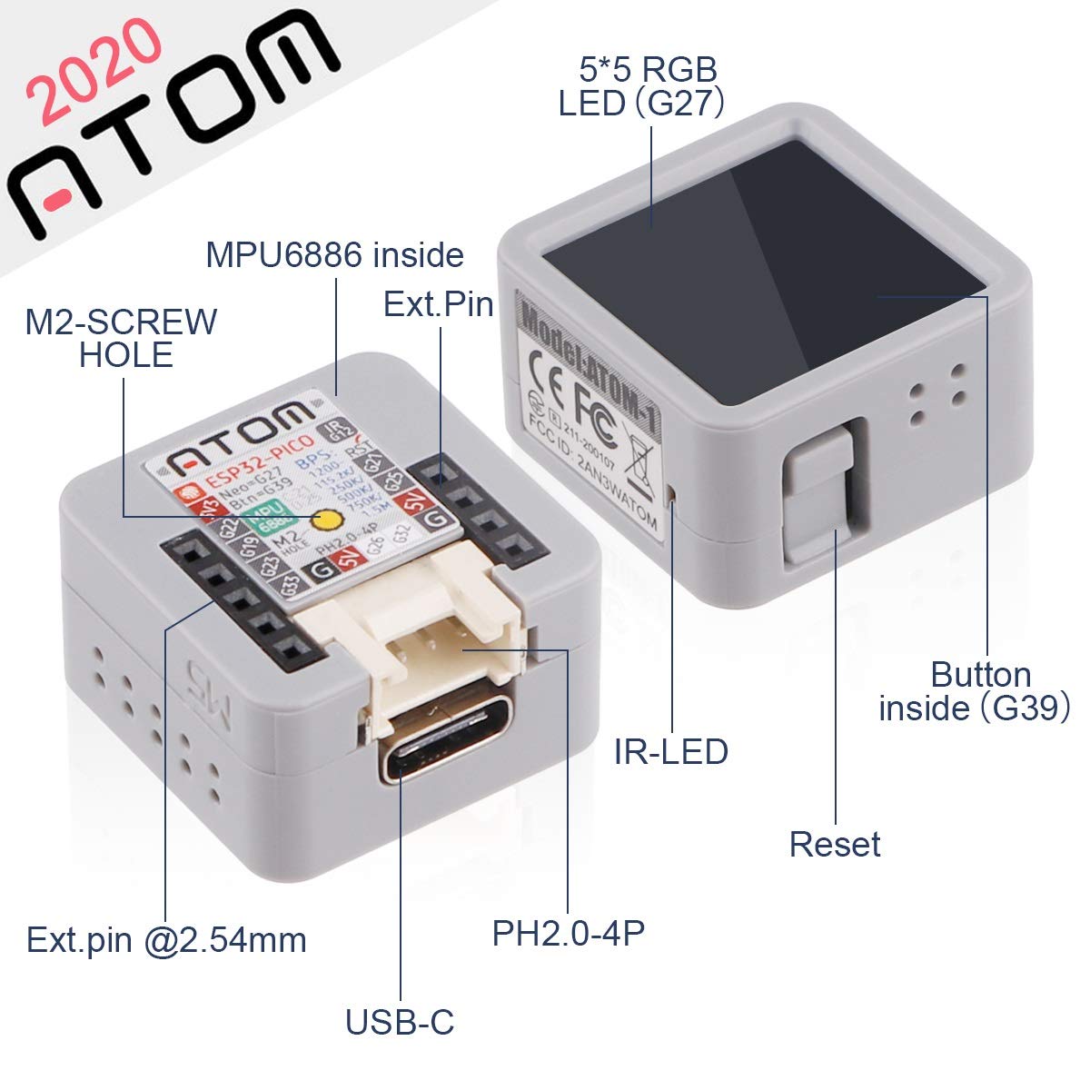 Buy Esp32 Development Kit M5stack Atom Matrix Esp32 Pico Development Kit Usb Type C 4 Mbyte