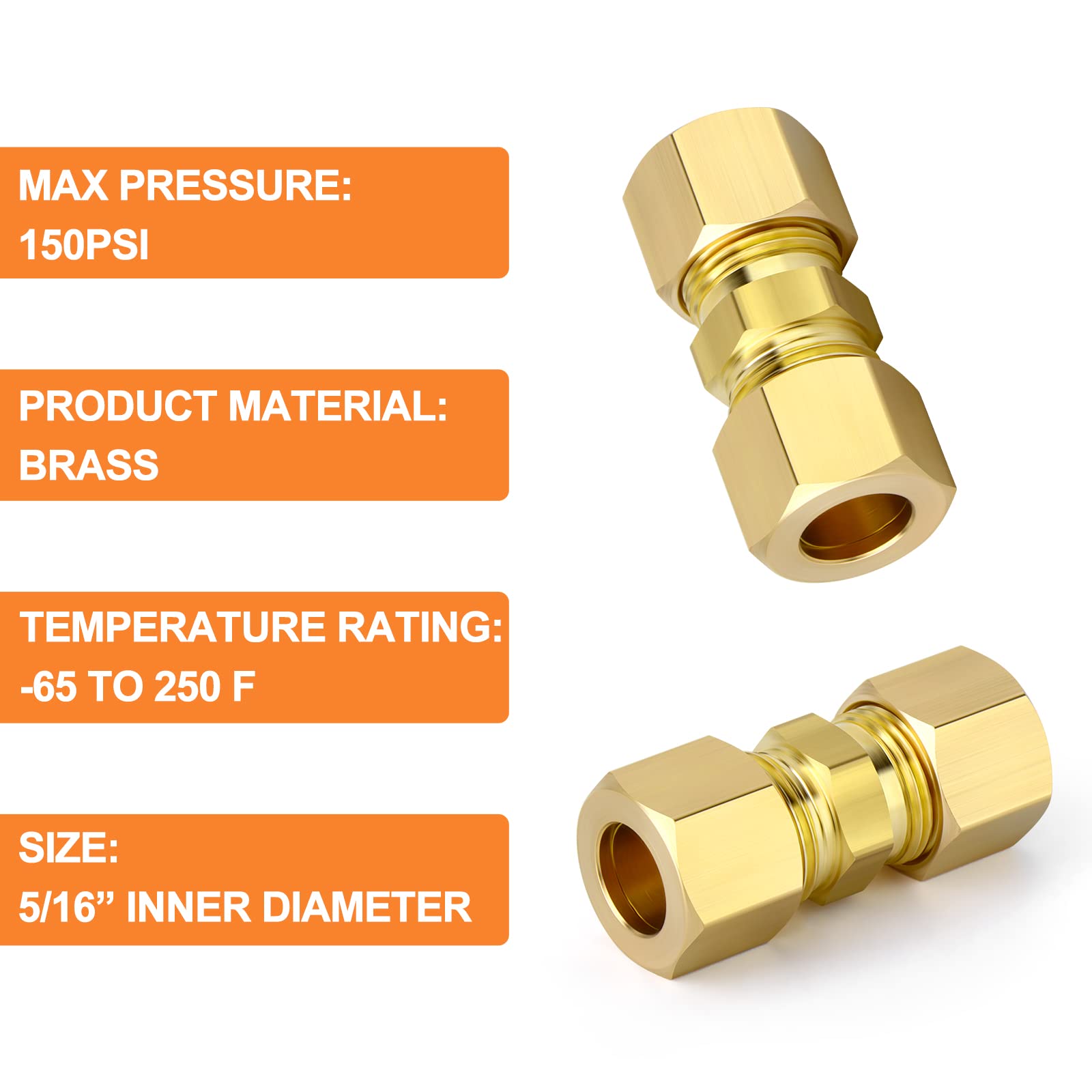 Snapklik.com : GASHER 10PCS Brass Compression Tube Pipe Fitting Connector