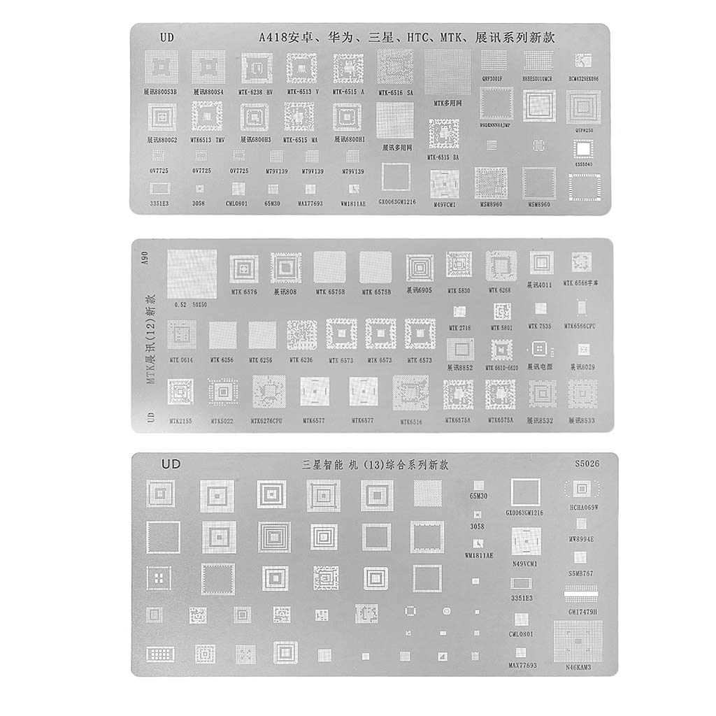 caralin 3Pieces Universal BGA Reballing Stencils Kit for MTK Samsung ...