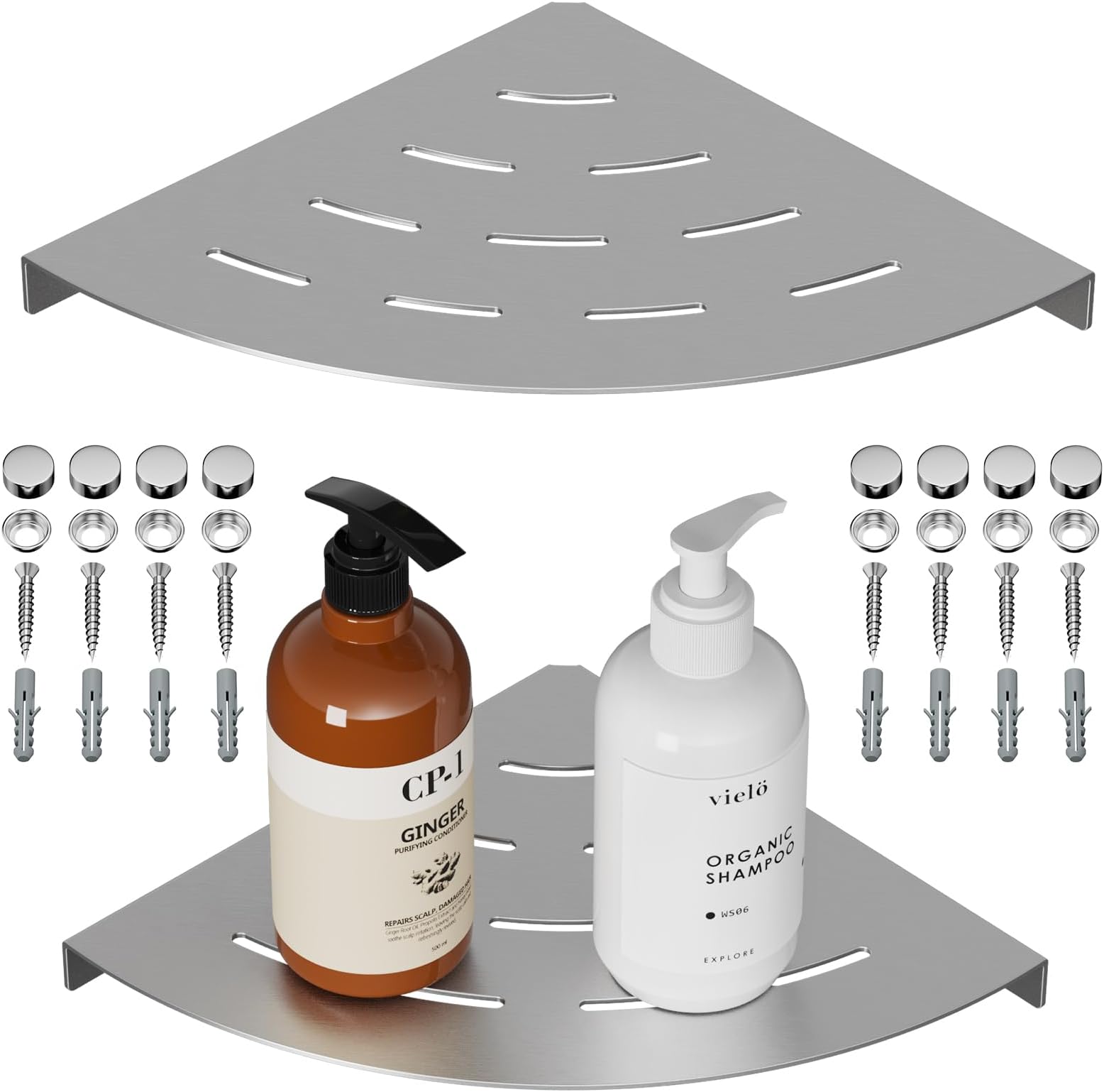 Amazon.com: SynHHergyx 2 Pcs 304 Stainless Steel Shower Corner Shelf ...
