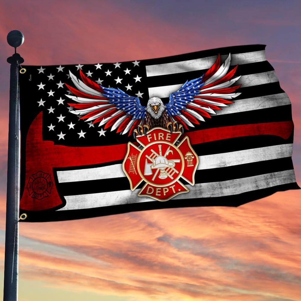 Amazon.com : American USA Patriotic Firefighter - Colorful Display Flag ...