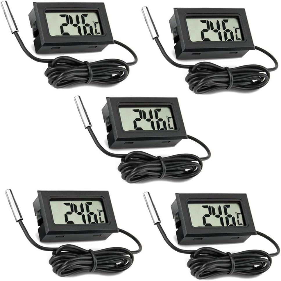 5 Pcs Digital LCD Thermometer Temperature Monitor with External Probe ...