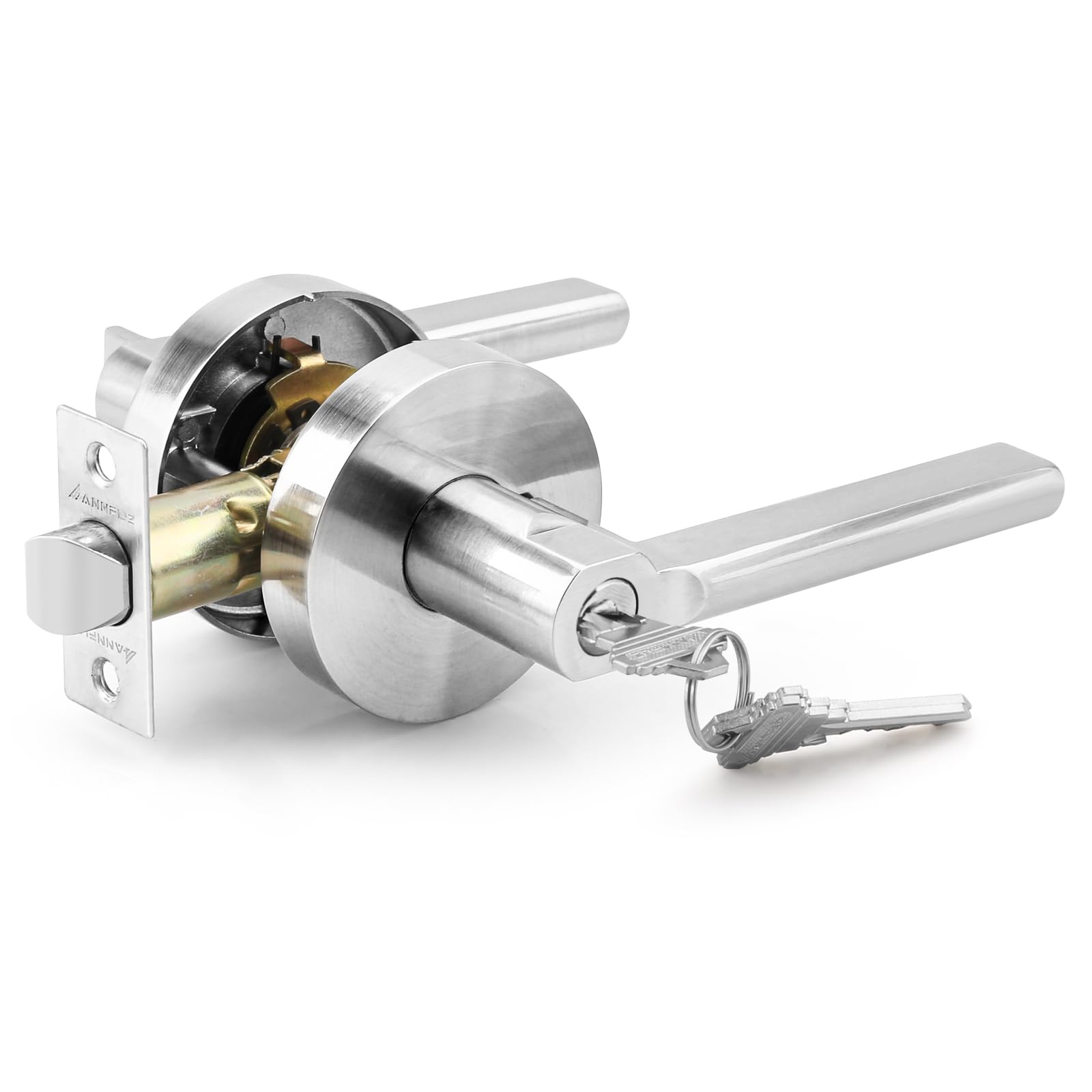 ANNFUZ Round Heavy Duty Entry Door Lever Handle for Office/Front Door ...