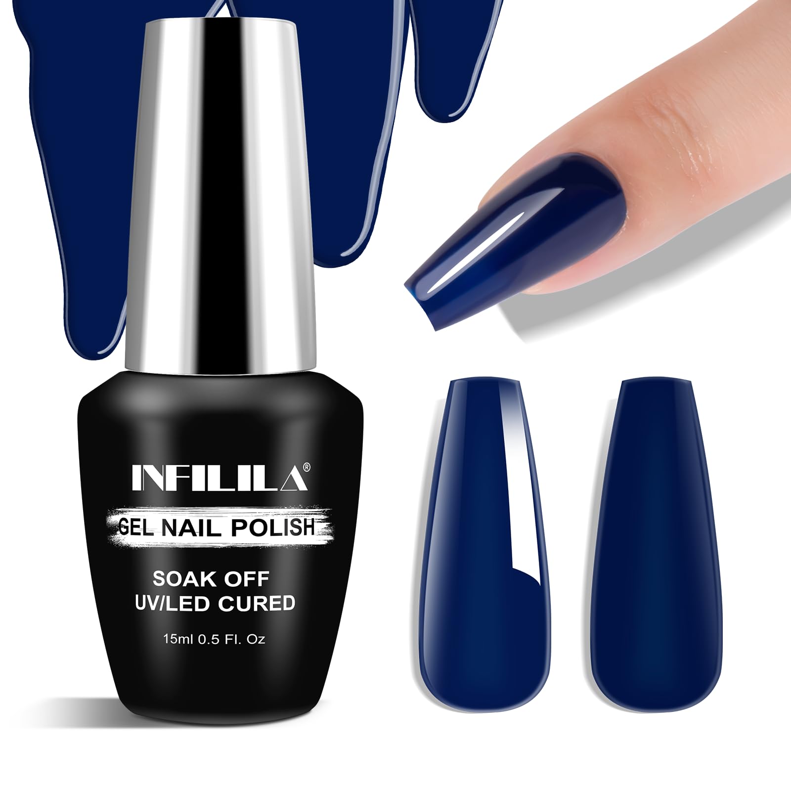 Amazon.com : NXJ INFILILA Blue Gel Nail Polish, One-Stroke Coloring ...