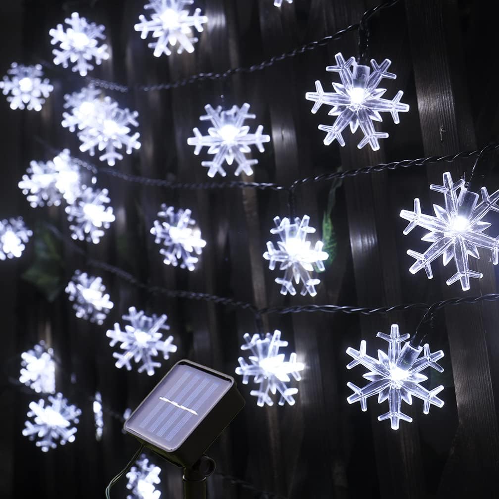 Amazon.com: Mankinlu Solar Snowflake String Lights Outdoor, Solar ...