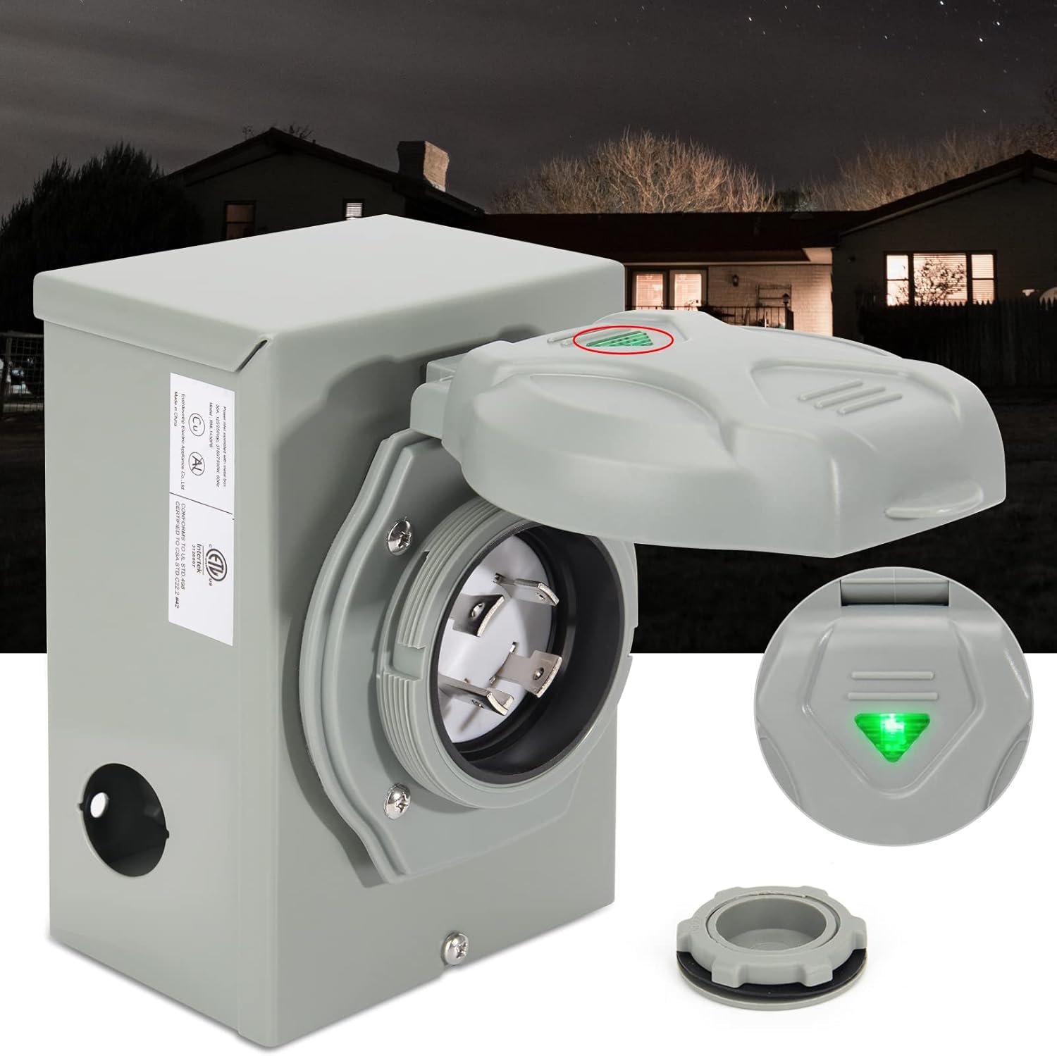 Amazon.com: Afurkuot 30 Amp Generator Inlet Box 4 Prong with Pre ...